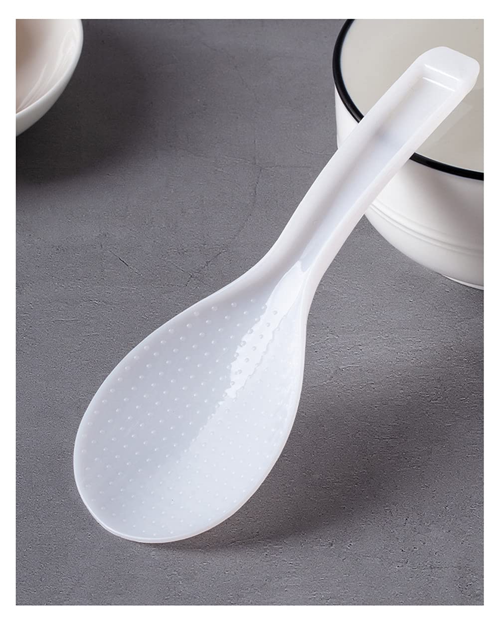 AKOAK 2 Pcs Rice Spoon White Transparent Plastic Rice Spoon Thick Meal Spoon Non-Stick Pan Efficient Flexible Household Kitchen Necessities