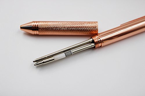 JASON YUEN 2PCS PACK 4 in 1 Multi-Function Pen 4 Colors Pen with 0.5mm Mechanical Pencil and Black/Red/Blue Ballpoint Pen in Gift Package (2PCS PACK, Rose gold)