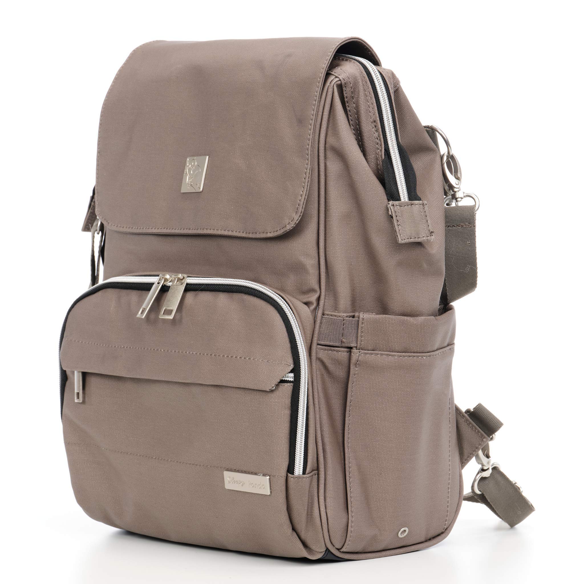 The Kennedy Diaper Bag Backpack for Mom or Dad with Stroller Straps, Baby Changing Pad & USB Hub, Neutral (Grey)