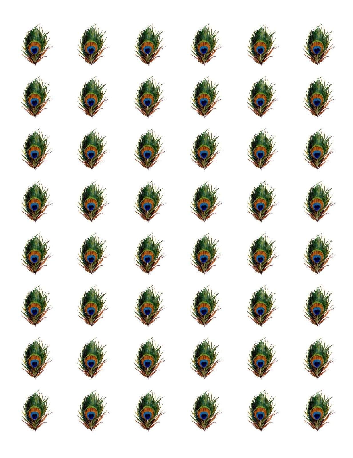 tkcutecandies123 48 Peacock Feather Envelope Seals Labels Stickers 1.2" Round
