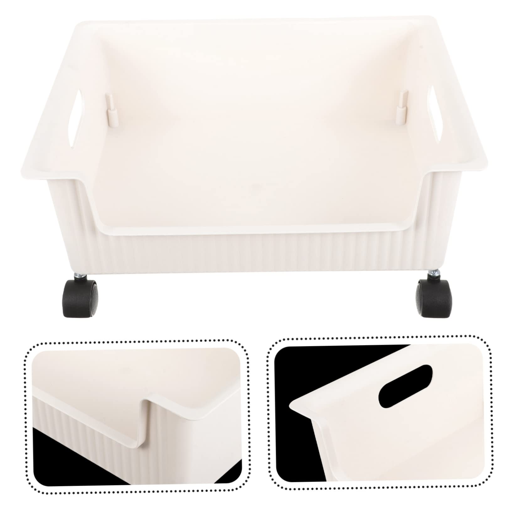 LIFKOME Storage Box with Pulleys Plastic Storage Containers for Clothes Kids Storage Organizer Bins Office Storage Boxes Under Desk Cart Mobile Bookshelf Desk Book Shelves Wheel