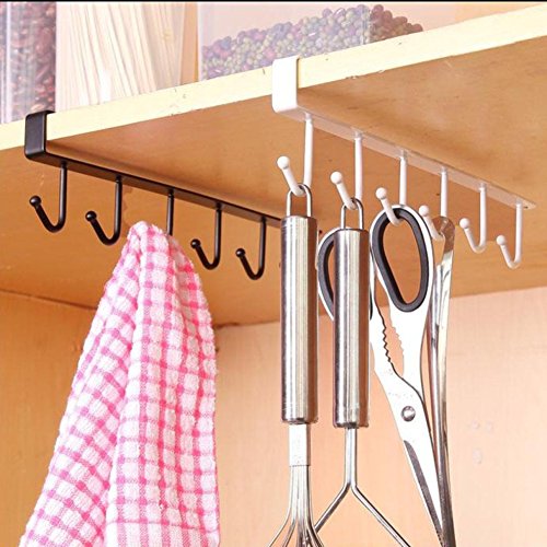Gilroy Kitchen Bedroom Bathroom Wall Mount Hooks Rack, Rail Wall Hook Rack for Hanging Clothes Coat Hat Towels Mug White