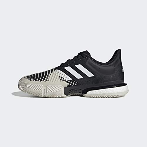 adidas Men's SoleCourt Boost Clay Tennis Shoe, Black/White/raw White, 14.5 M US