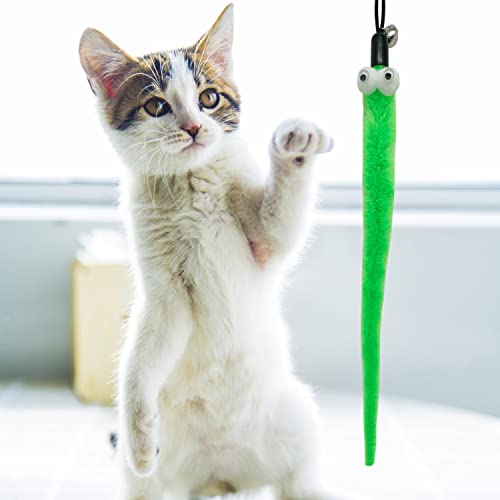 CATENESS Cat Worm Toy Cat Wand Replacement Worms, 8 PCS Worms Cat Toy Refill, Interactive Cat Wand Attachments Worm for Cat Toys