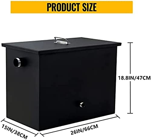 Commercial 8-70 LB Grease Trap 4-35 GPM Per Minute, Top Inlet For Restaurant Kitchen Tools,20 LB