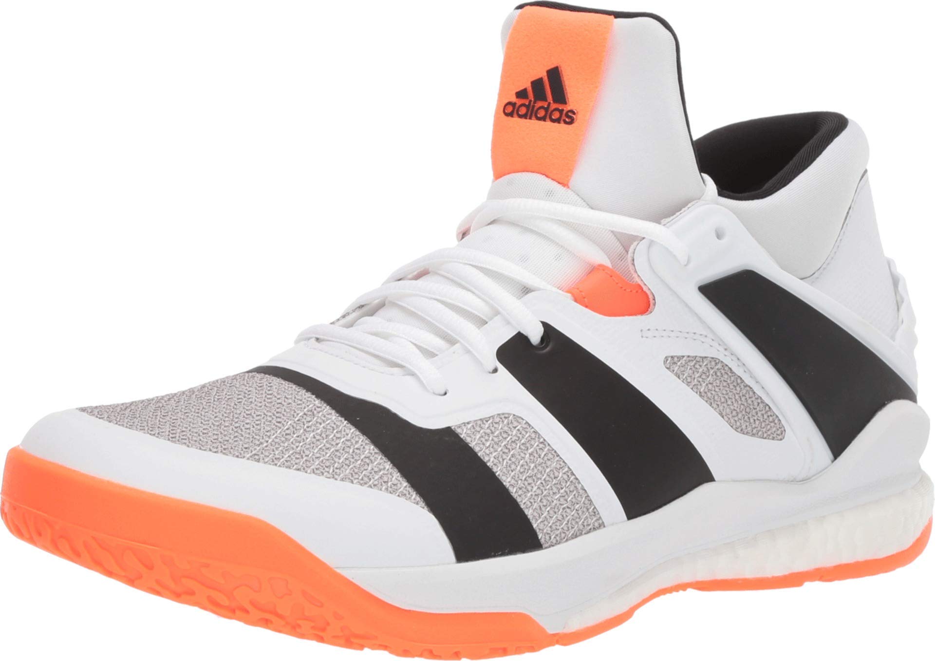 adidas Men's Stabil X Mid Volleyball Shoe, White/Black/Solar Orange, 14 M US