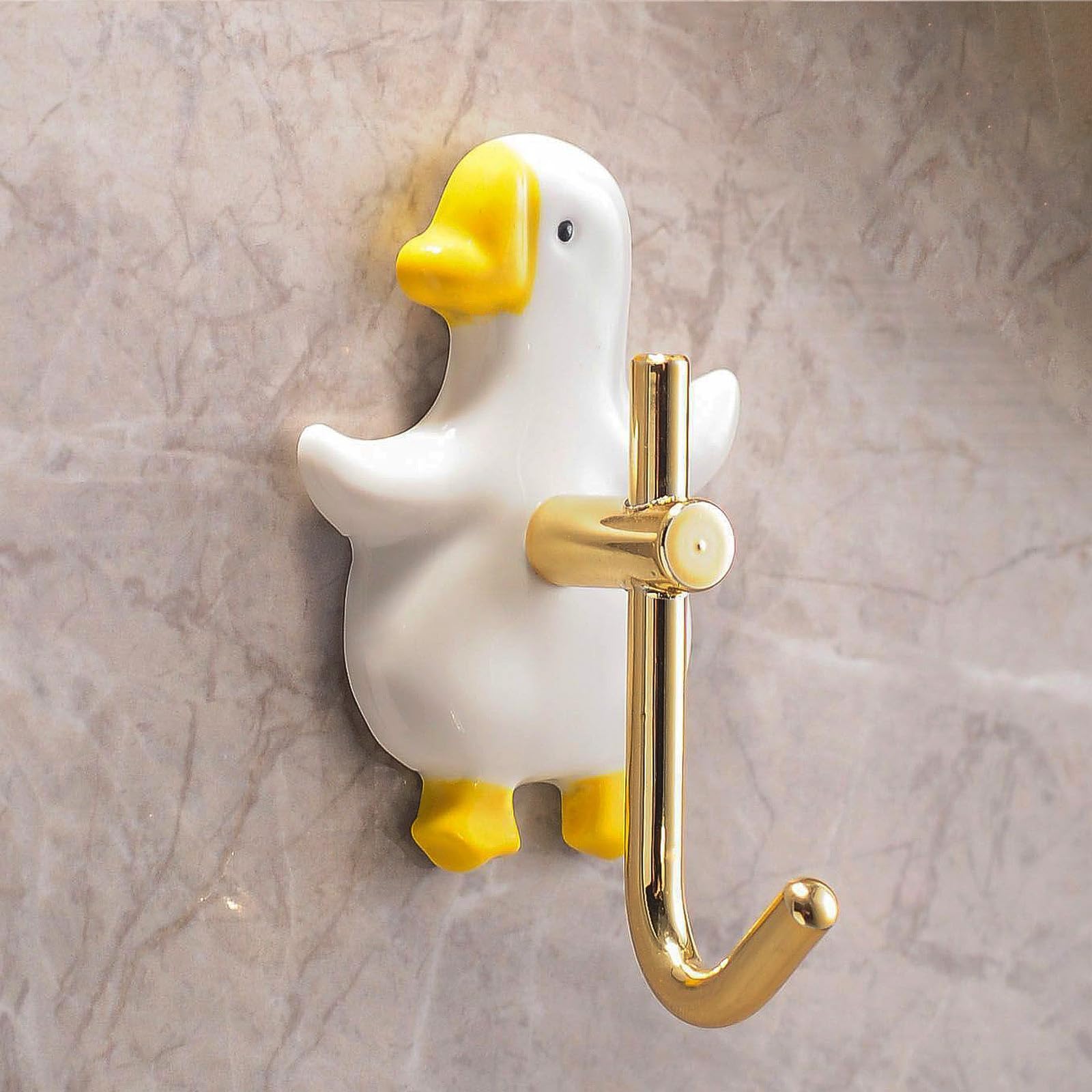 Acubtybuy Wall Hooks Set of 2, Cute Duck Handmade Hooks Coat Hooks, Hat Coat Key Leash Towel Hanger, Key Holder for Wall Rustic Decor Gifts (2 Pack)