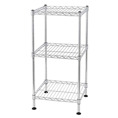 BELANITAS 3 Tier Storage Shelf Wire Shelving Unit Steel Shelving Adjustable Metal Storage Rack Metal Shelving Unit Shelves for Pantry, Garage, Basement, Living Room, Kitchen,Chrome