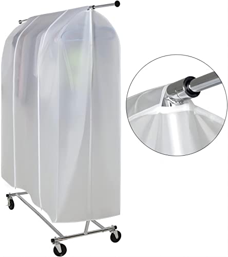 HLC White Cloth Garment Rack Cover Large PEVA Translucent Clothing Dustproof Cover Home Bedroom Clothing Rack Protective Cover With 2 Durable Zipper,52''