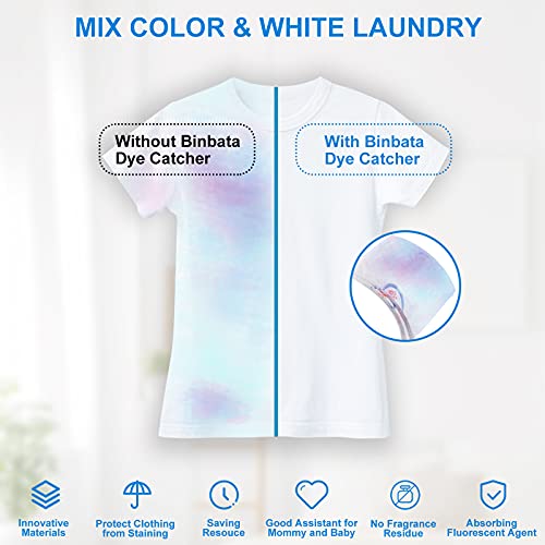 Binbata Color Grasper for Laundry 76 Count, Fragrance Free Dye Catcher Essential for Home Use, Dye Guard Grabber Sheets for Laundry in-Wash Sheets