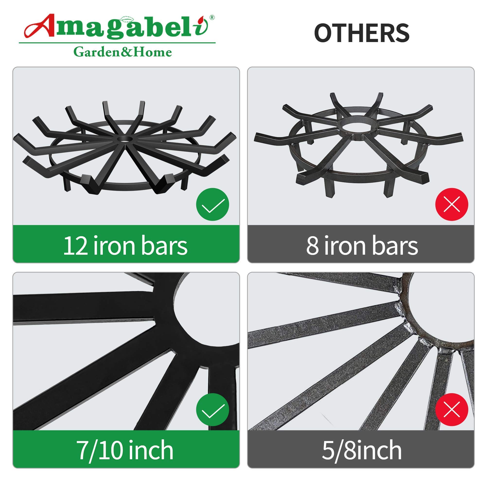 Amagabeli Fireplace Bellows Bundle 24 in fire Grate Wronght Iron