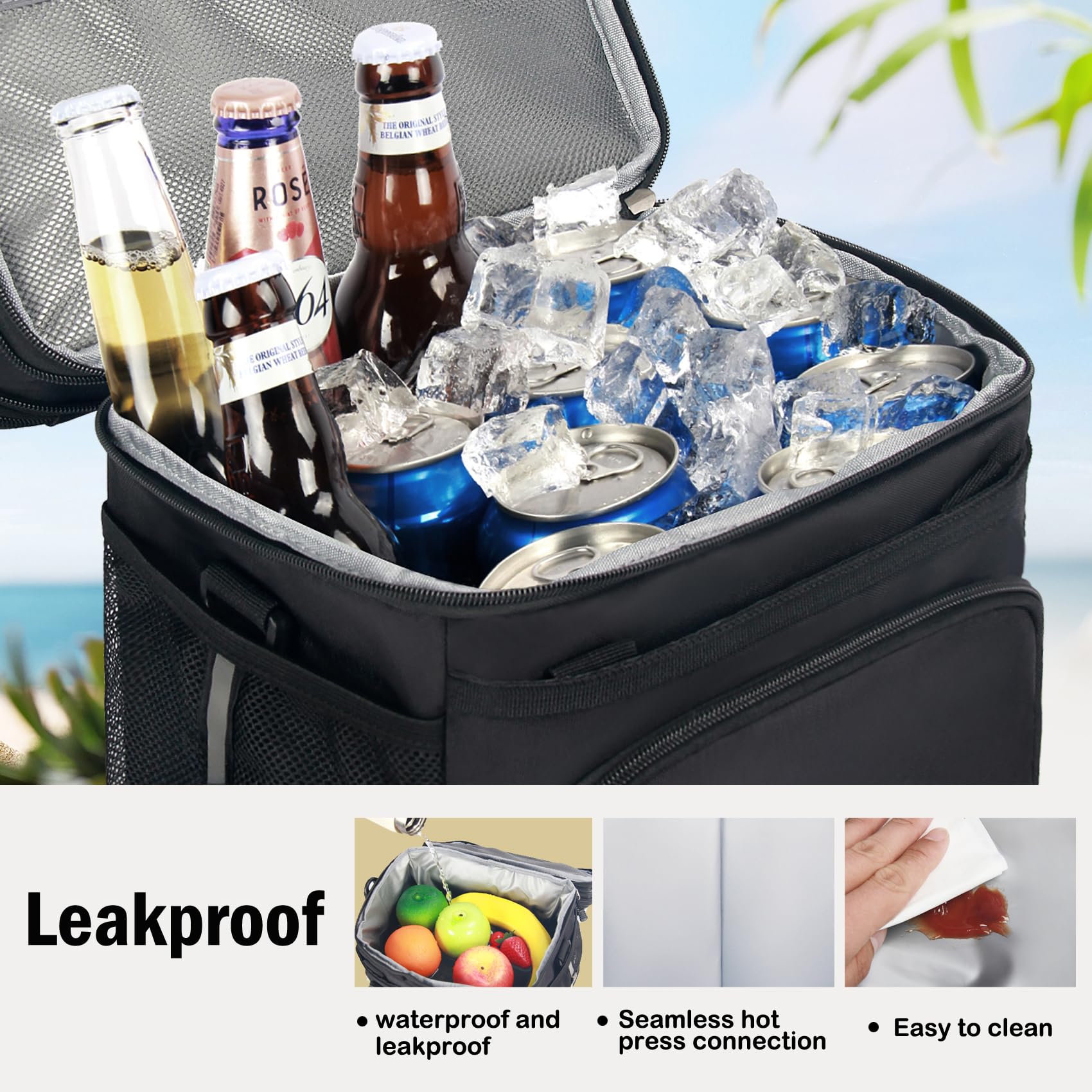 JOINGO Lunch Box For Men/Women,Large Double-layer Insulated Expandable Reusable Leakproof Cooler Bags For Adults,Lunch Box With Adjustable Shoulder Strap For Office Travel Picnic(Black)