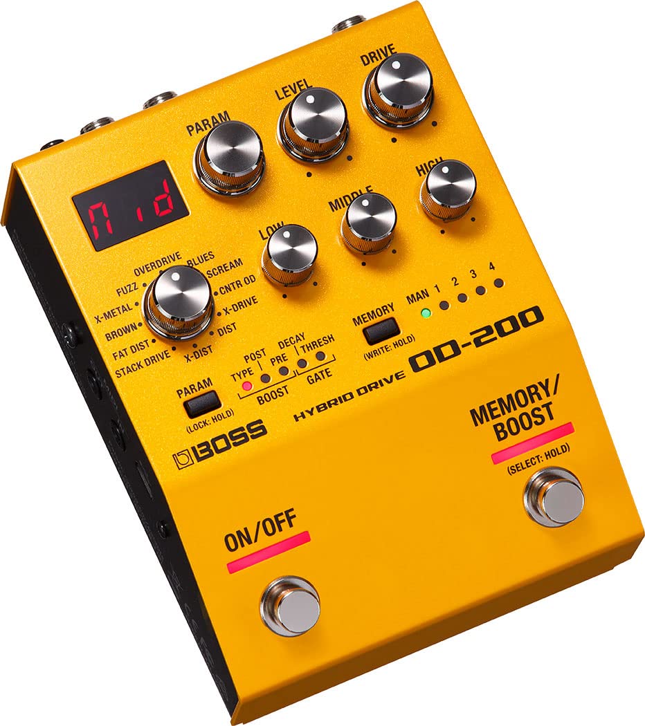 Boss OD-200 Hybrid Drive Bundle with Power Supply, Instrument Cable, Patch Cable, and Picks