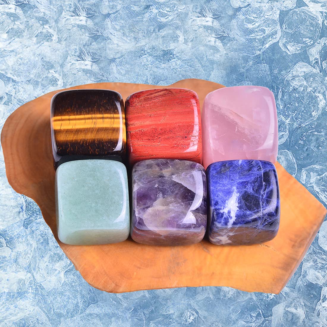 AMOYSTONE Whiskey Stones Set Reusable Ice Cube Stones Tiny Healing Crystal 0.8" Chilling Rocks Gift for Man Set of 6
