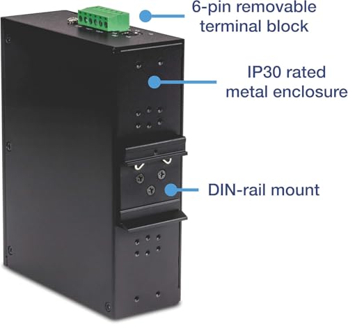 TRENDnet 16-Port Hardened Industrial Unmanaged Gigabit 10/100/1000Mbps DIN-Rail Switch w/ 16 Gigabit PoE+ Ports, Lifetime Protection, TI-PG160