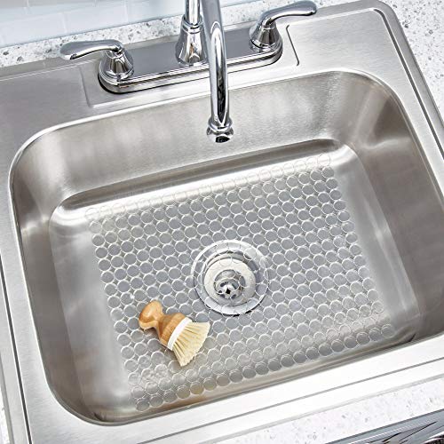 iDesign Orbz PVC Plastic Sink Grid, Non-Skid Dish Protector for Kitchen, Bathroom, Basement, Garage, 12" x 15.5" - Clear