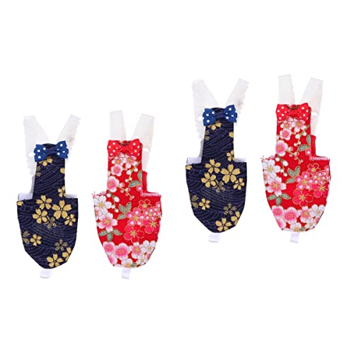 Balacoo 4Pcs Pet Chicken Diaper Floor Printed Chicken Diaper Washable Pet Diaper Fashionable Duck Diaper with Bow Tie for Poultry Goose Duck Hen Chicken