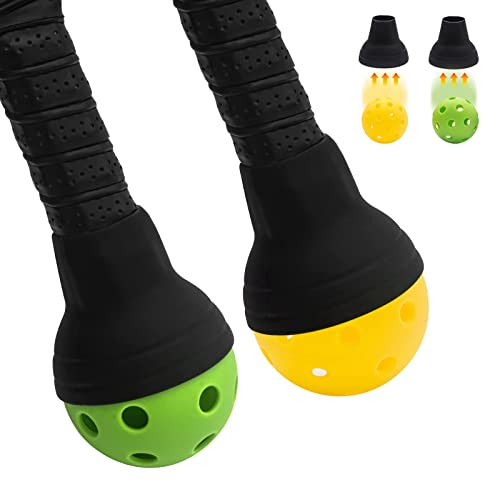 AUCIP Pickleball Ball Retriever with Outdoor Indoor Balls-Pickleball Picker for Pickleball Paddles,Attach to Racket Bottom, Easy to Pick Up Pickleball Balls Protect Your Back Away from Bending