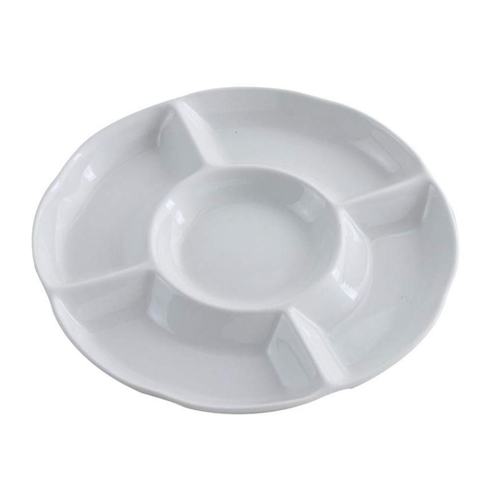 Amosfun 9 Inch 23 x 2.8 5 Tray Fruit Trays Serving Divided for Plastic Plates Candy Partys-Compartment Melamine Food Storage Tray Dried Fruit Snack- Plate Appetizer