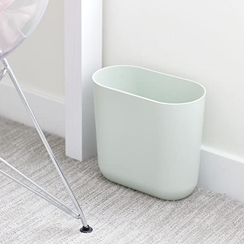 iDesign Recycled Plastic Slim Oval Waste Basket, The Cade Collection β 10.625β x 5.5β x 9.75β, Green
