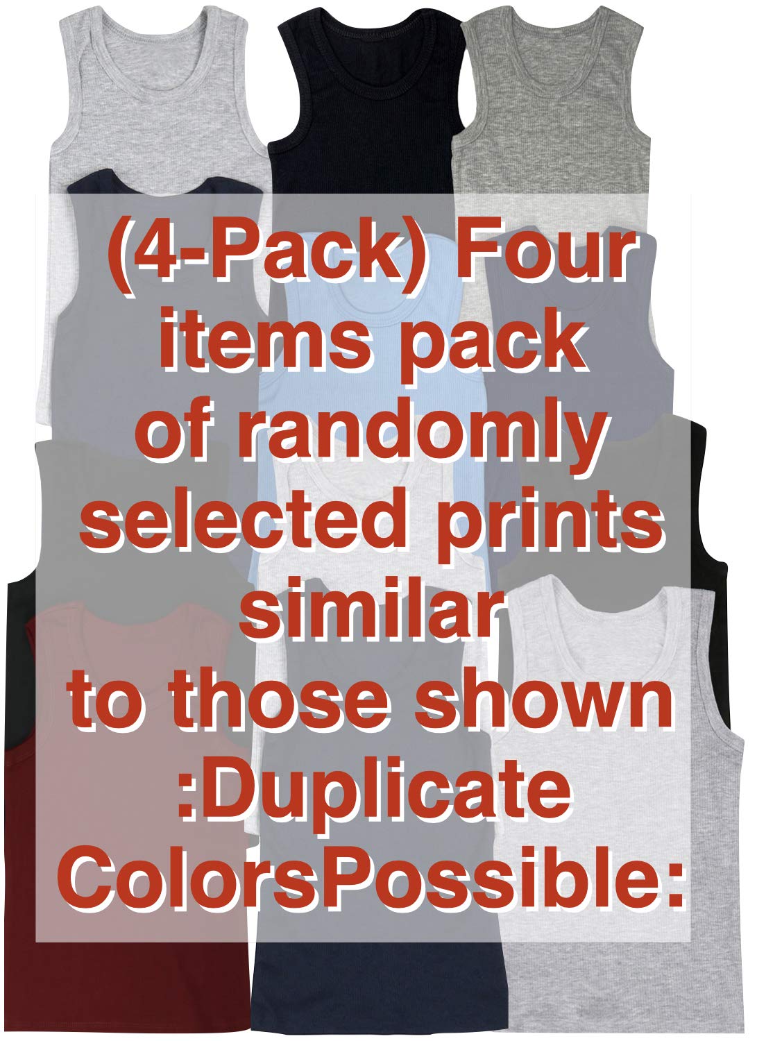 ToBeInStyle Boys' 4 Pack Double Needle Hem Tank Tops - Basic - Size 2