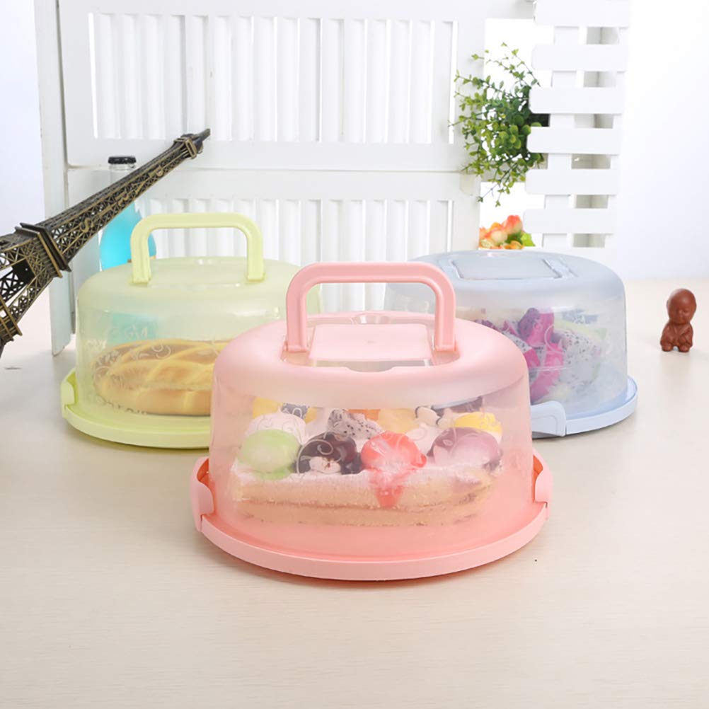 Aqur2020 Cake Carrier, Portable Round Cupcake Serving Tray Stand Box with Two Sided Cake Holder for Muffins Cheesecakes Bundt Cakes Brownie (Green)