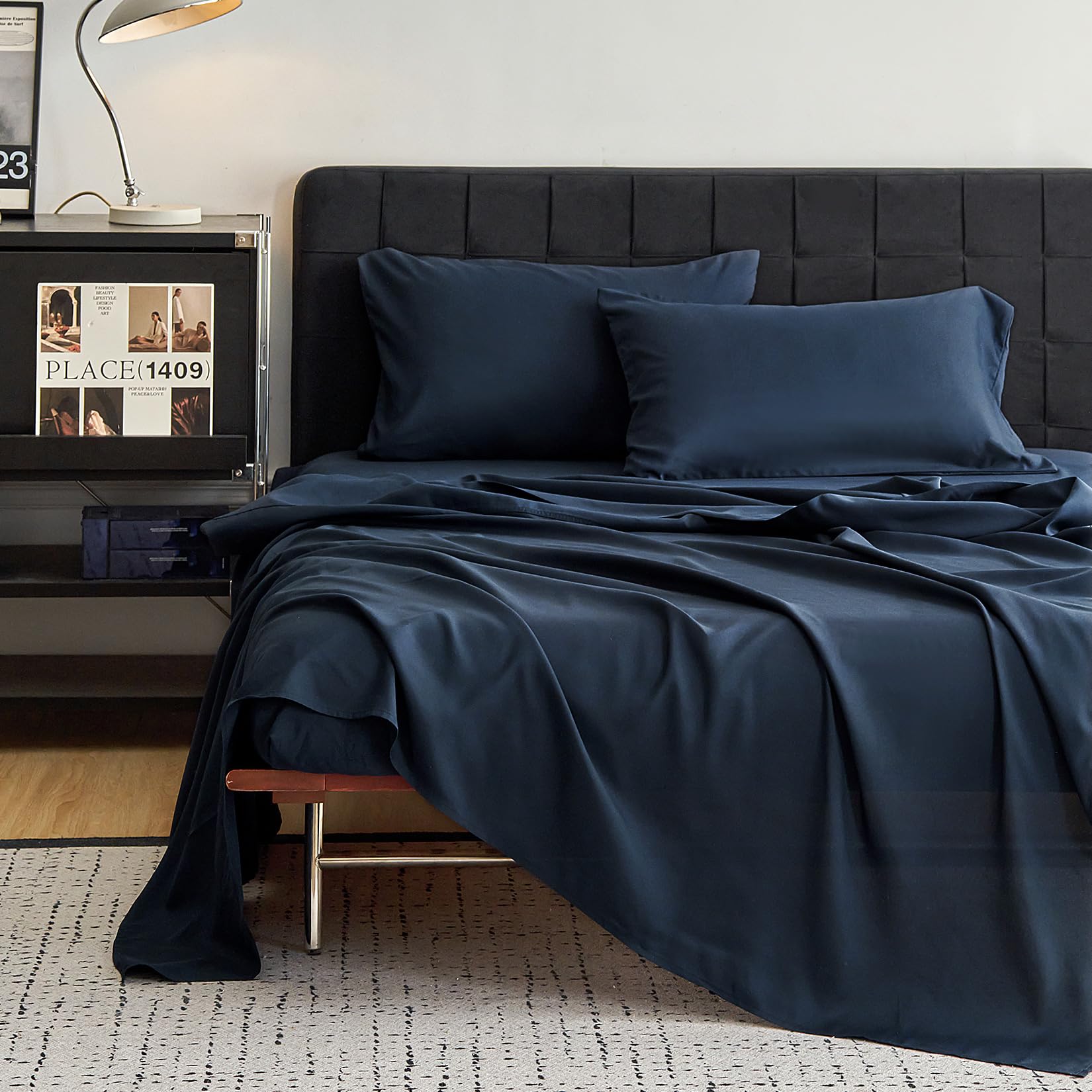 Wake In Cloud - Constellation Comforter Set with Sheets, Celestial Space Star Galaxy Astrology Lightweight Bedding for Teen Kids Boys Girls, 7 Pieces Bed in a Bag, Navy Blue, King Size