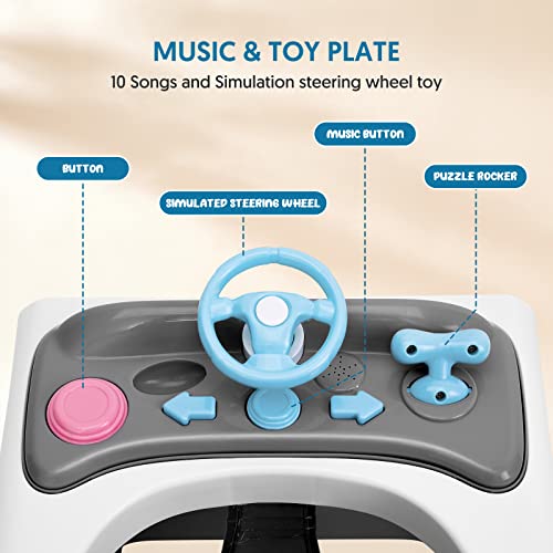 Bellababy Baby Walker Foldable Adjustable Height, Multi-Function Anti-Rollover Toddler Walker, Suitable for All terrains for Babies Boys and Girls 7-15 Months