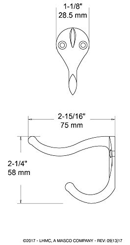 Franklin Brass Coat and Hat Hook Wall Hooks Single Pack, Satin Nickel, B59303G-SN-C