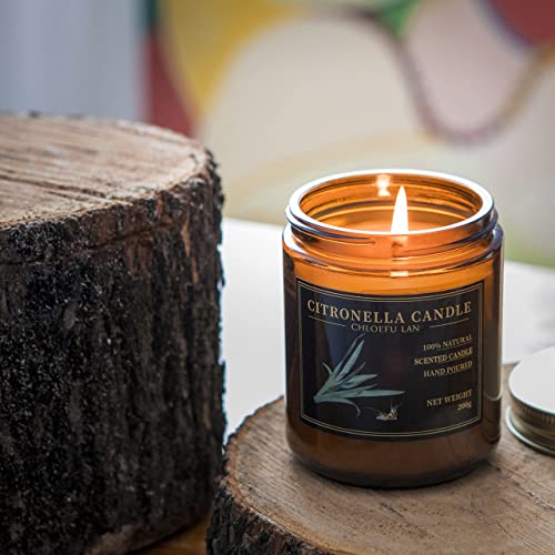 CHLOEFU LAN Citronella Candles Outdoor & Indoor 100% Soy Wax Jar Candles 45 Hours Burning Decorative Candles for Garden Camping Patio,Summer Candles,Highly Scented, 7.1 Oz, 2 Pack