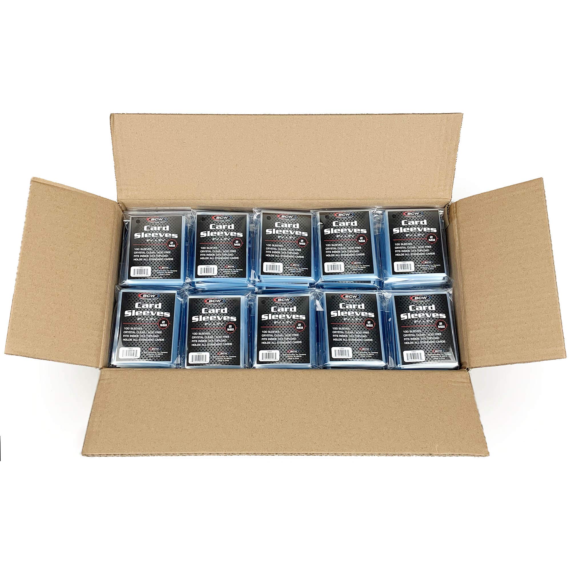BCW Standard Card Sleeves - 2-5/8" x 3-5/8" - 100 Packs (10,000ct Total) | Crystal Clear Acid-Free, Toploader | Trading Card Sleeves for Baseball, Basketball, Football, Hockey, Pokemon, MTG, etc