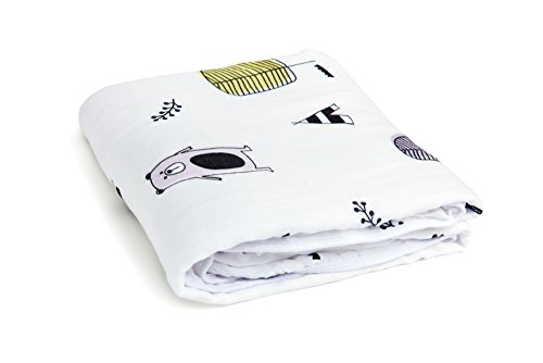 Clover & Sage Organic Muslin Baby Toddler Blanket - 100% Hypoallergenic Cotton Bed Blankets - Cuddle Bears