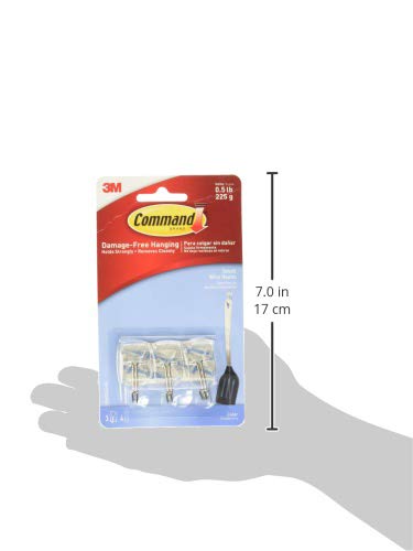 Command Small Clear Wire Hooks with Clear Strips, 3 ea (2 Pack)