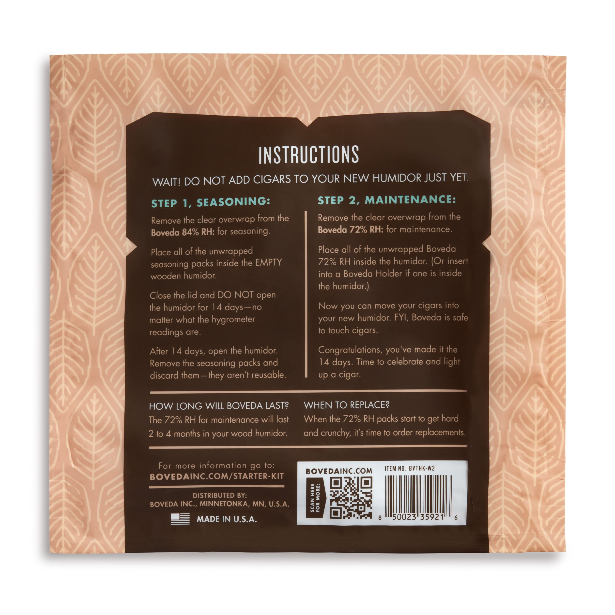 Boveda Humidor Starter Kit Bundle: Season a Wood Humidor Plus Maintain Humidity with 2-Way Humidity Control | Includes (2) Each Size 60 Boveda 84% RH & 72% RH | 1-Count