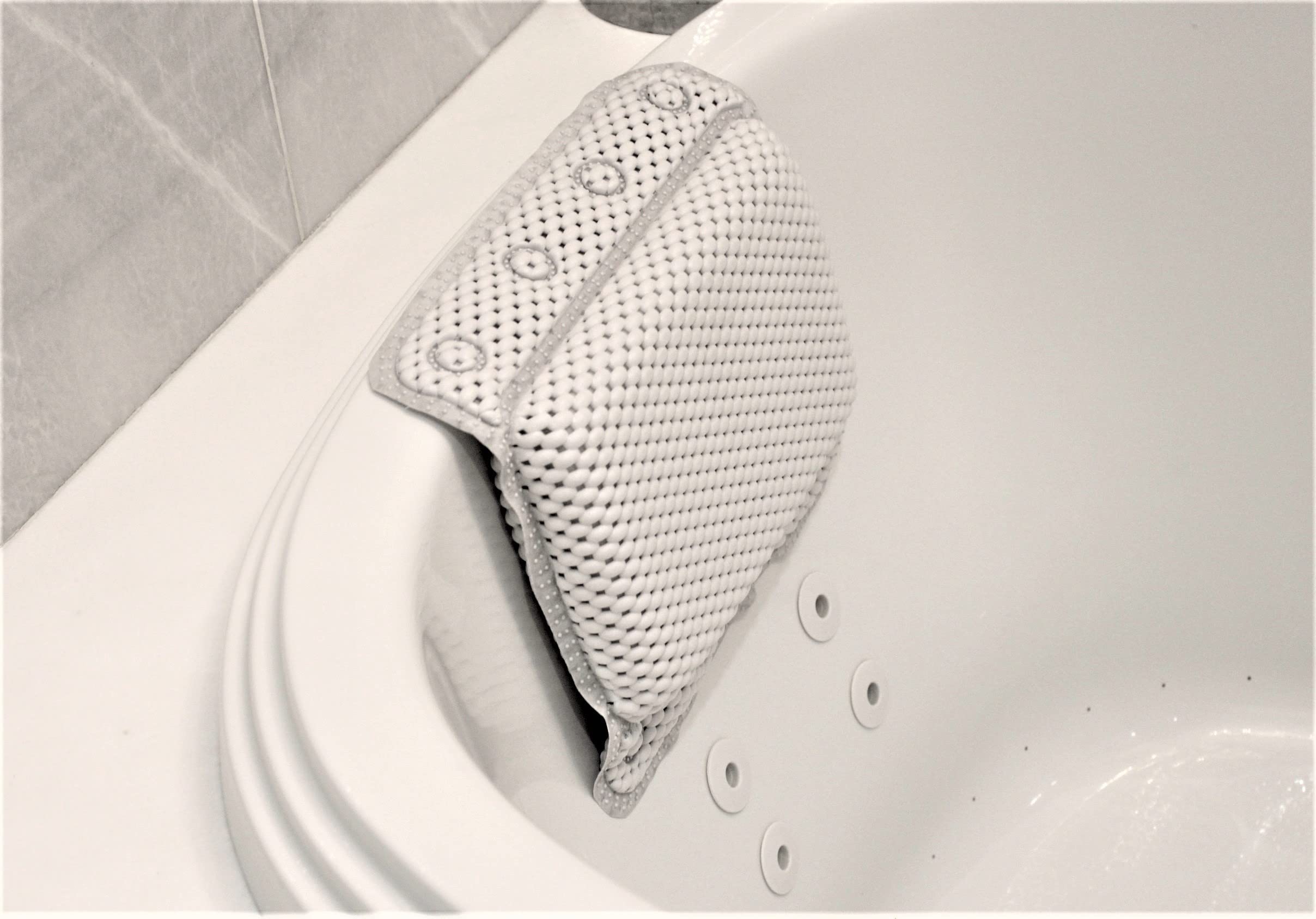 Luxurious Memory Foam Spa Bath Pillow for Tub Neck and Back Support - 8 Suction Cups, Non-Slip Design, Soft Cushion for Relaxing Soaks, by Dependable Industries