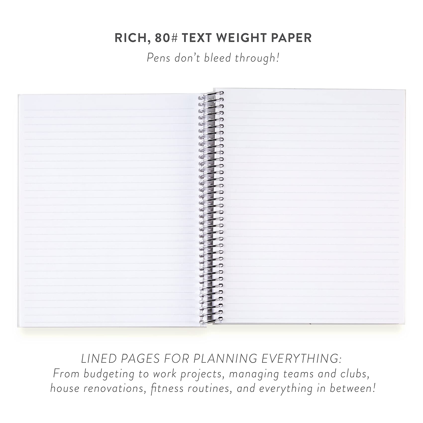 7" x 9" Spiral Bound 12 Month Undated Calendar Notebook - Solid Wisteria Vegan Leather with Lined Note and Goals Pages. 80 Lb. Thick Mohawk Paper by Erin Condren.