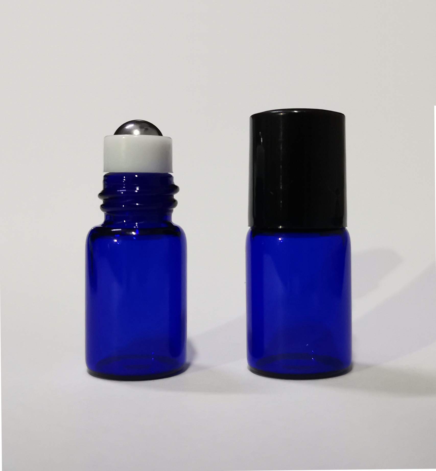 ZbFwmx 20 Pack Set 2ML(5/8 Dram) Micro Mini Glass Roll on Glass Bottles with Metal Roller Balls Refillable Slim Sample Vial Aromatherapy Essential Oil Roll On(2ML Blue)