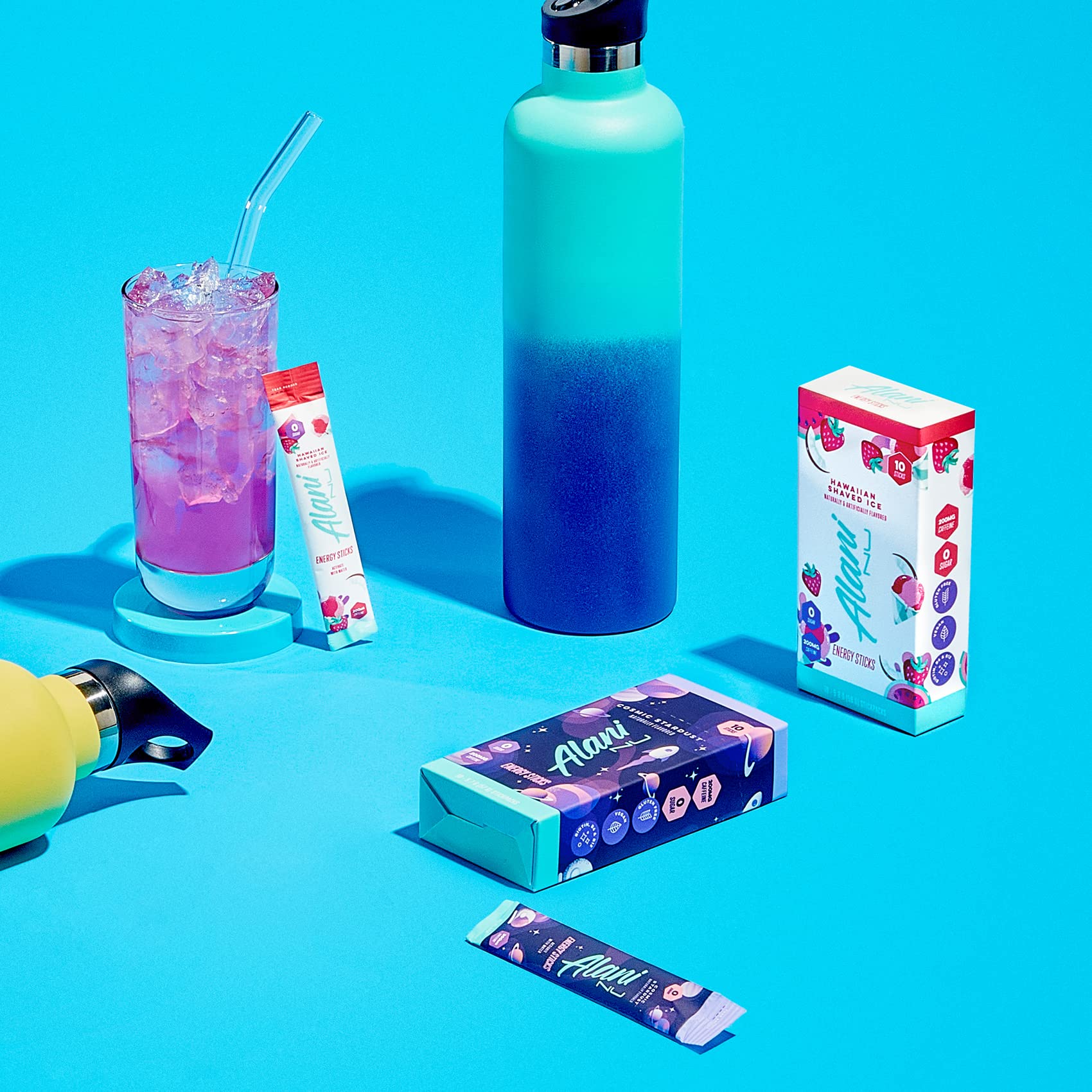 Alani Nu Energy Sticks CHERRY SLUSH & HAWAIIAN SHAVED ICE | Energy Drink Powder | Preworkout Performance with Antioxidants | On-The-Go Drink Mix | Biotin B Vitamins | Zero Sugar | 5 Calories | 20 Pack