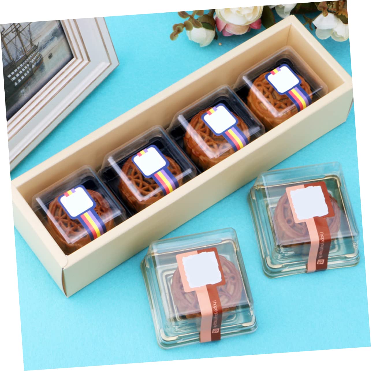 Abaodam 50 Pcs Boxes Cake Containers Disposable Containers Mini Cupcake Container Niang Tray Box