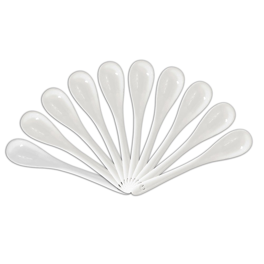 AWHOME White Porcelain Spoons Coffee, Tea, Yogurt and Ice-cream, Cutlery Fitting Ceramic Spoons 5 Inch Set of 10