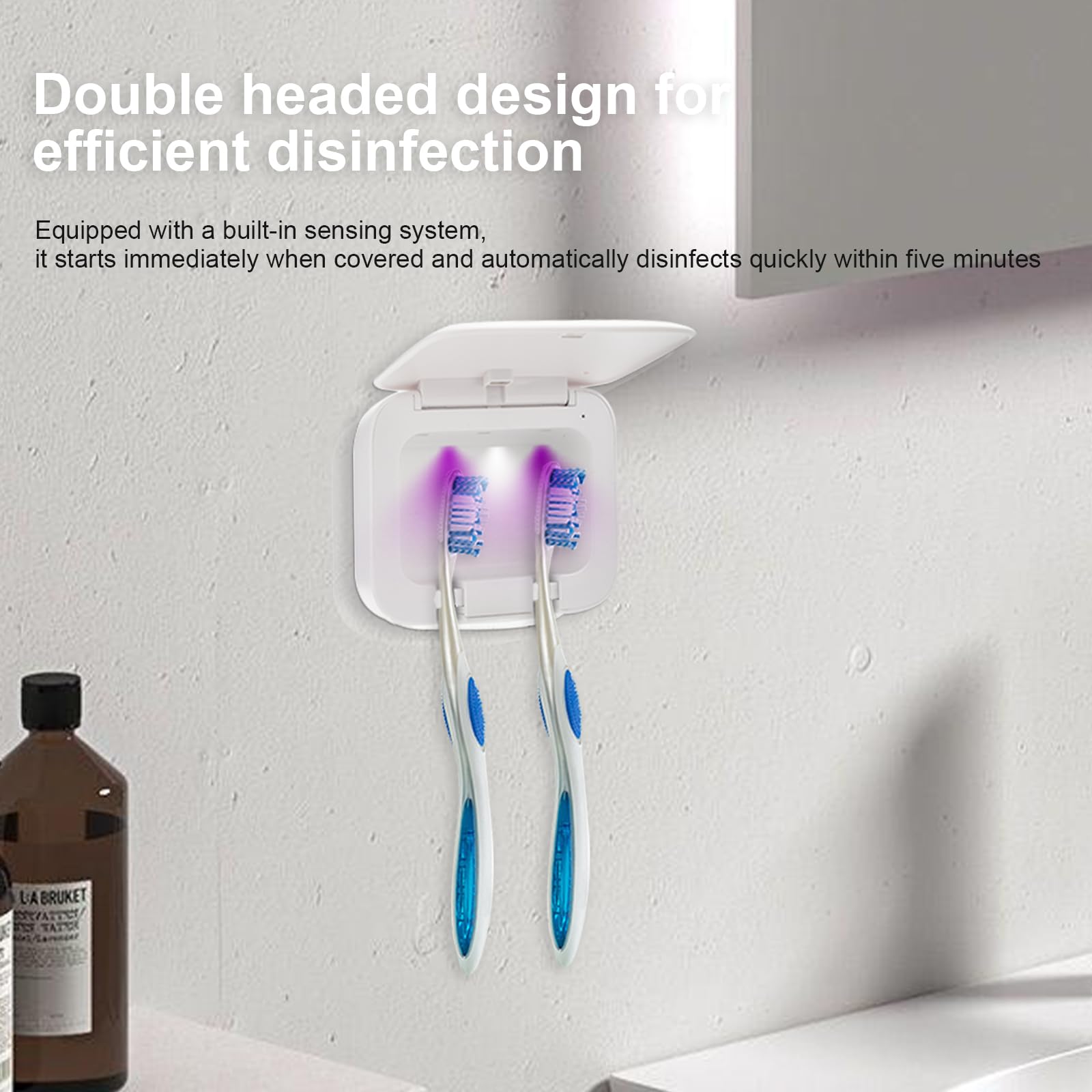 TAISHAN UV Toothbrush Case Sanitizer,Rechargeable Portable Mini Toothbrush Holder with Mirror,Kills 99.9% of Germs,Fits All Toothbrushes for Electric and Manual,Safety Feature for Home and Travel