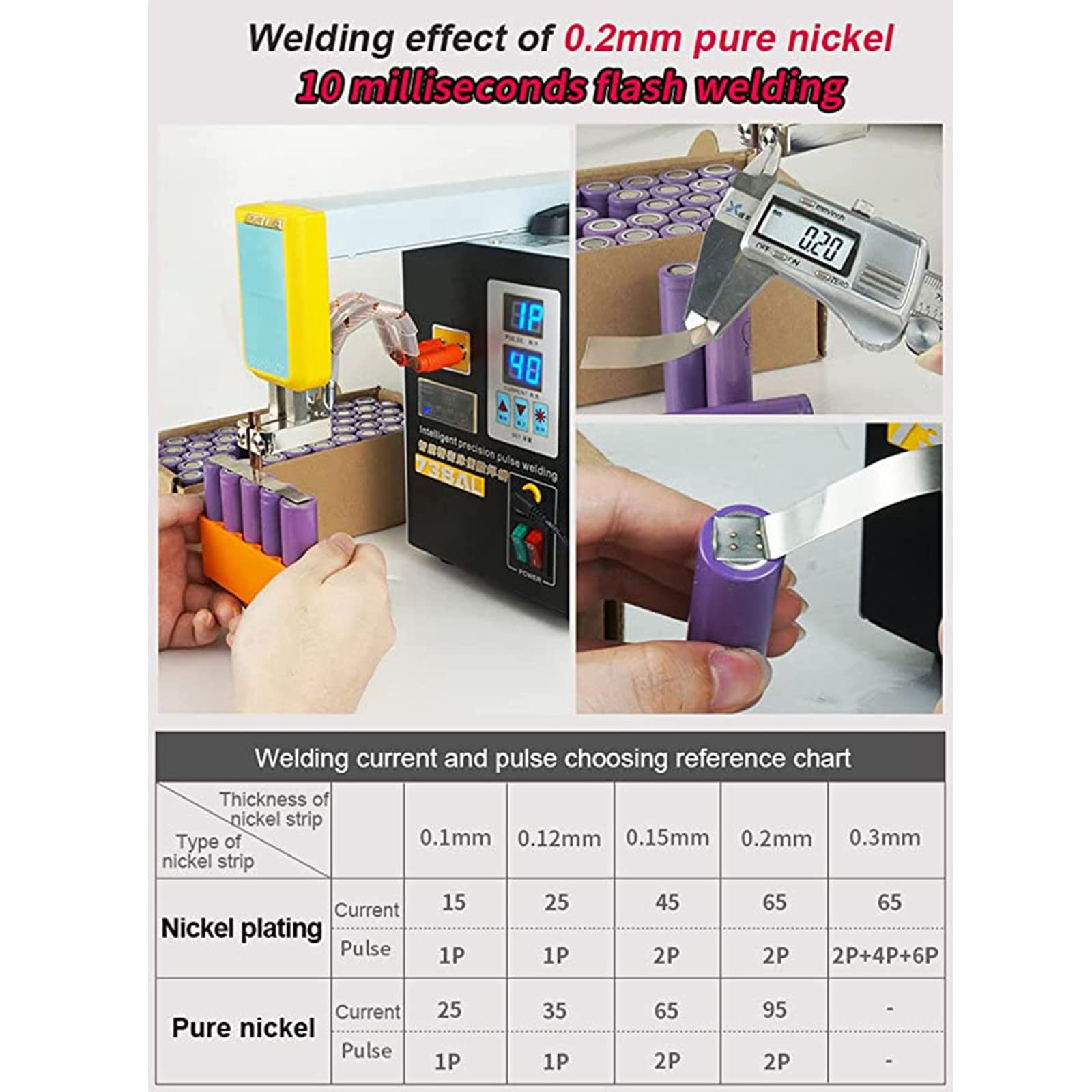 ALSUP 738AL Cordless Spot Welding Machine Battery Welding Machine Battery Pulse Spot Welding Machine with Adjustable Welding Head for 18650 14500 Lithium Battery Pack Buildings