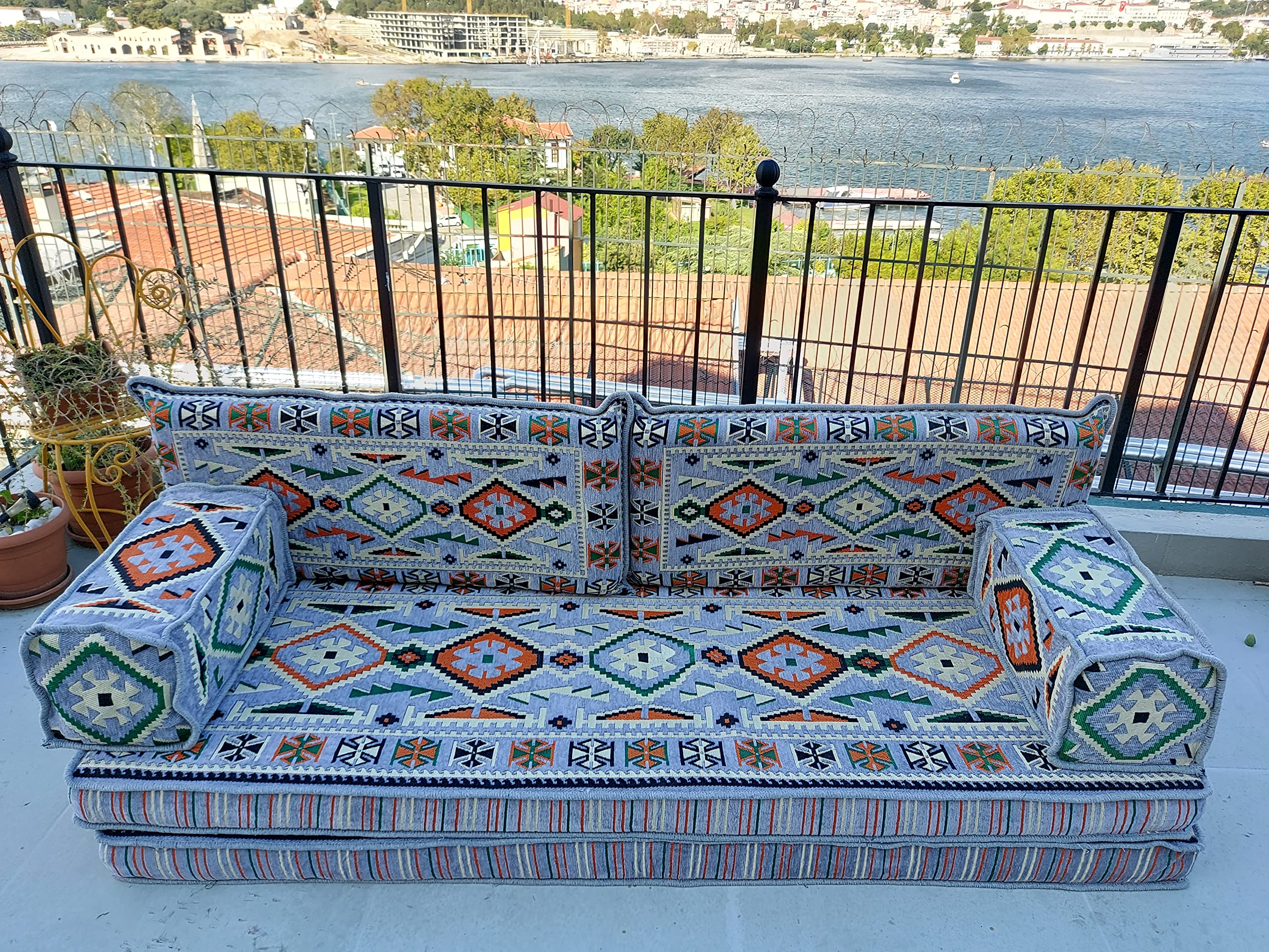 8 Thickness Gray Arabic Sofa Floor Seating Set, Pallet Sofa, Floor Cushions, Sectional Sofa, Arabic Majilis, Ottoman Couch, Arabic Jalsa (8'' Thickness Sofa)