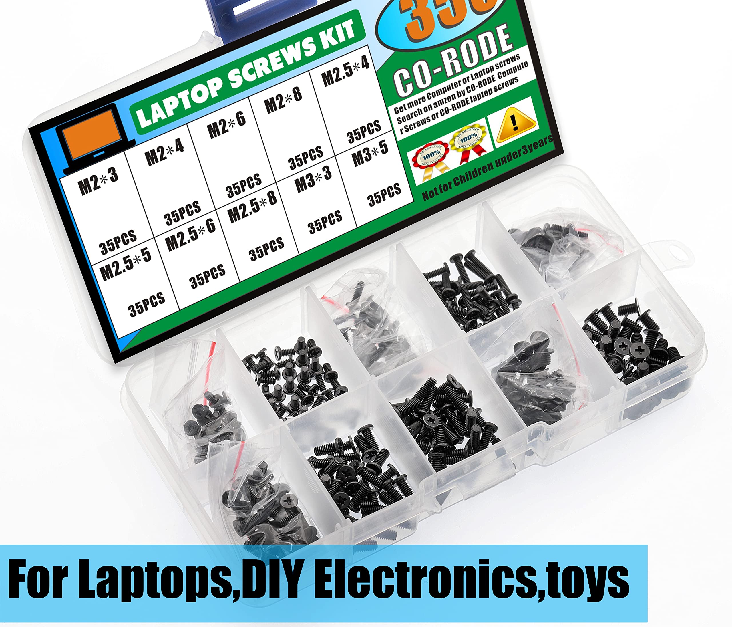 CO RODE 350 Pieces M2 M2.5 M3 Laptop Screws, Notebook Computer Replacement Screws Kit Set for IBM HP Dell Lenovo Samsung Sony Toshiba Gateway SSD Hard Disk SATA