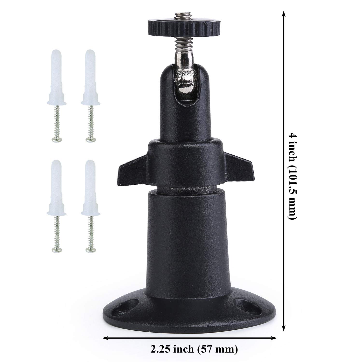 Metal 360 Degree Adjustable Security Weatherproof Indoor Outdoor Wall Mount Compatible with Ring Stick Up Wyze Cam Pan Arlo Camera and More - Black (2 Pack)