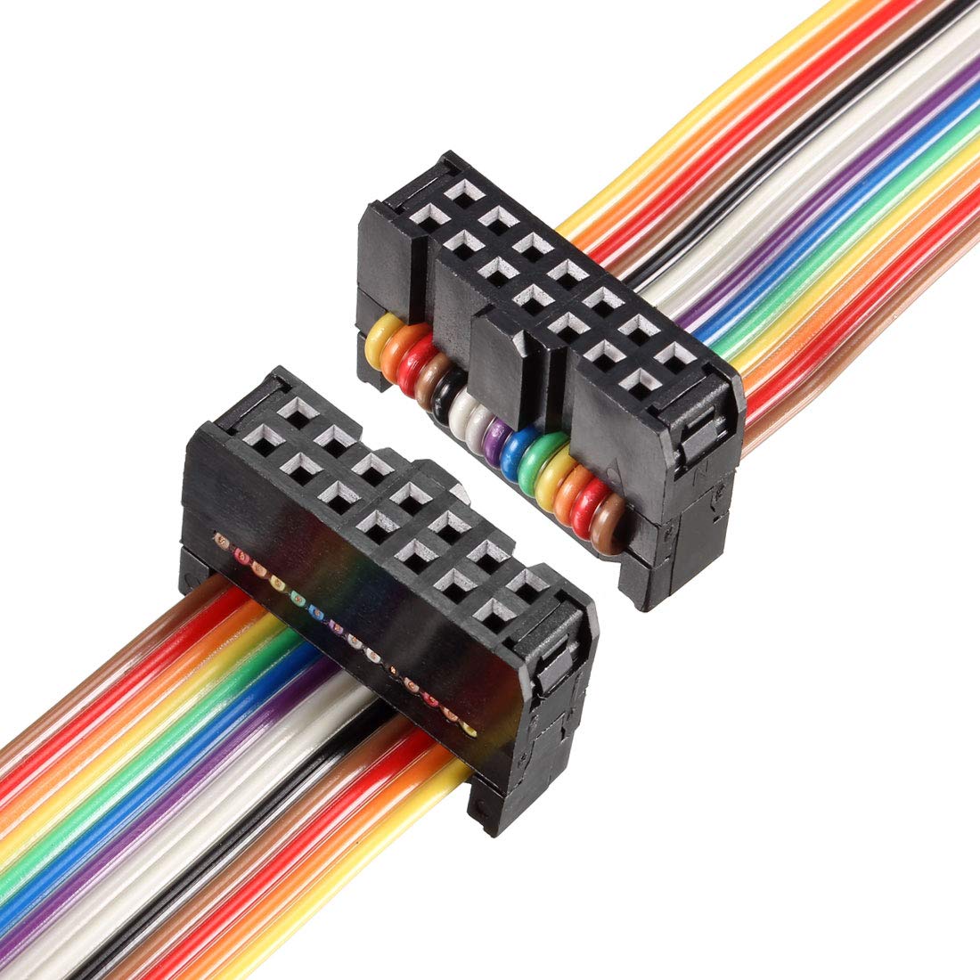 uxcell IDC Rainbow Wire Flat Ribbon Cable 14P D-type FC/FC Connector 2.54mm Pitch 1m/39.3inch Length