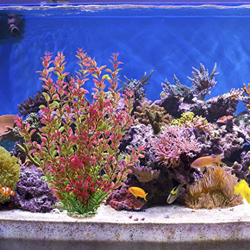 Mayitr 18" Plastic Water Plant for Aquarium Fish Tank Ornament, Rhodo Red