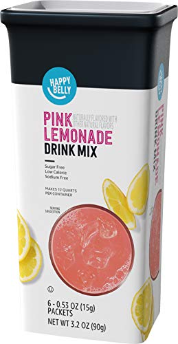 Amazon Brand - Happy Belly Drink Mix Singles, Pink Lemonade, 6- 0.53 oz, net wt 3.2 ounce (Pack of 1)
