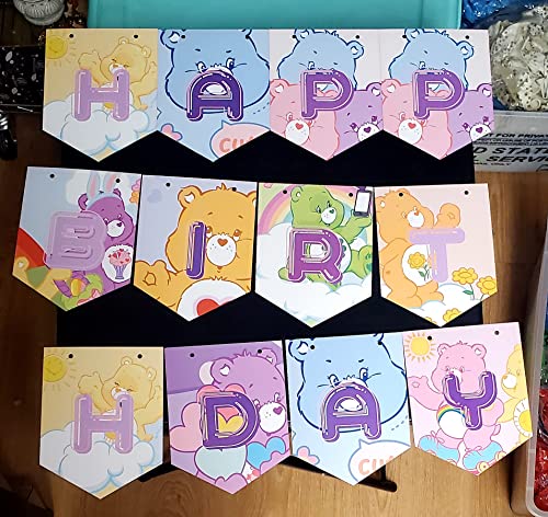 COMBO 19PC CAREBEAR BEAR INCLUDES 10FT 13PC XL SQUARE BANNER + 6PC HANGING SWIRLS PARTY SUPPLIES DECORATIONS THEME FAVOR IDEA FUN CELEBRATION HAPPY BIRTHDAY GIFT CENTERPIECE