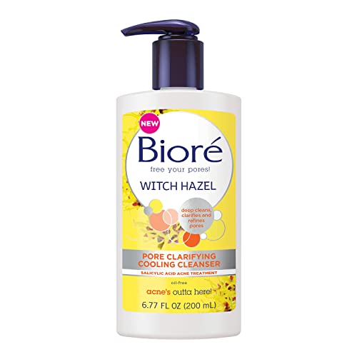 BiorĂŠ Witch Hazel Pore Clarifying Acne Face Wash, Exfoliating Facial Cleanser, 2% Salicylic Acid Acne Treatment for Acne Prone, Oily Skin, 6.77 Ounce
